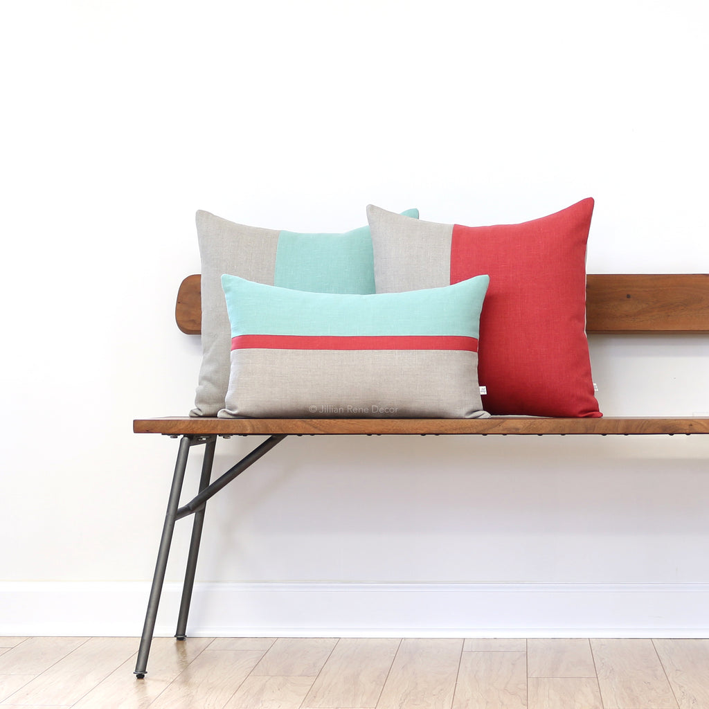 Two Tone Colorblock Pillow - Natural and Marsala by Jillian Rene Decor