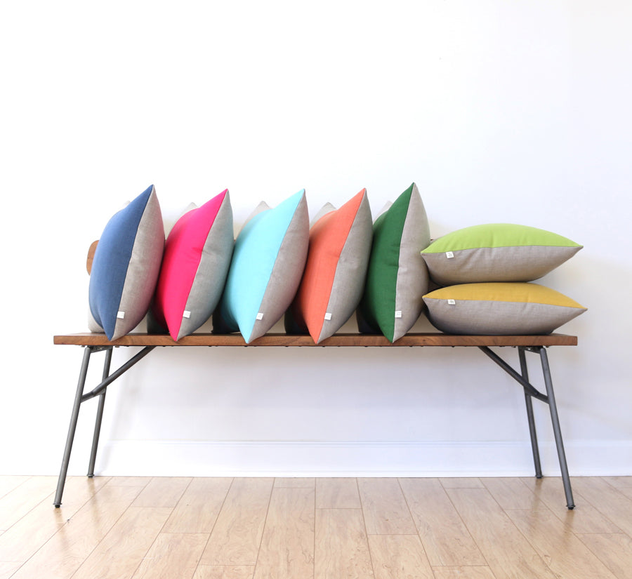 Two Tone Colorblock Pillow - Natural and Pumpkin by Jillian Rene Decor