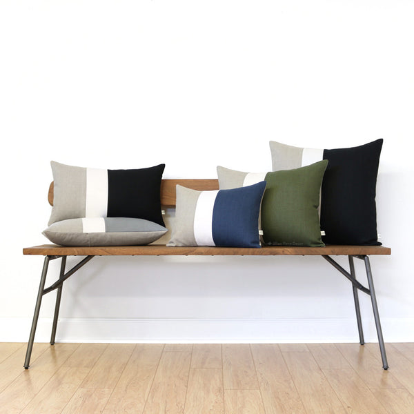 Two Tone Colorblock Pillow Shams - Black Linen by JILLIAN RENE DECOR ...