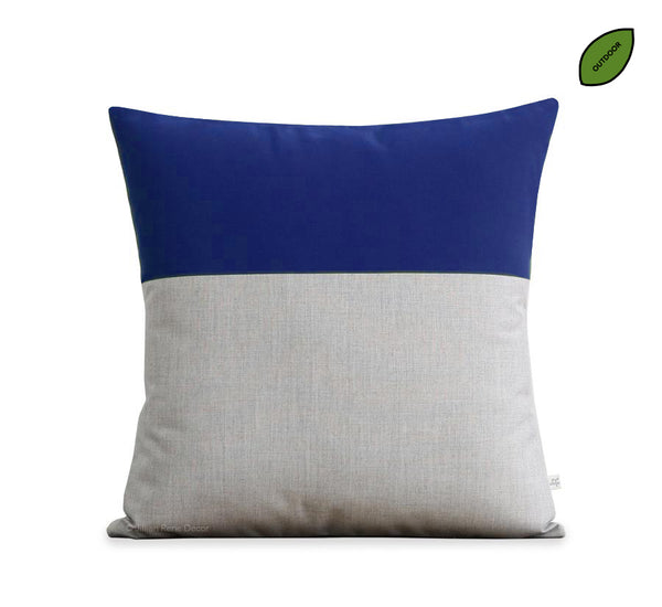 Outdoor Colorblock Pillow by Jillian Rene Decor - Natural Two Tone